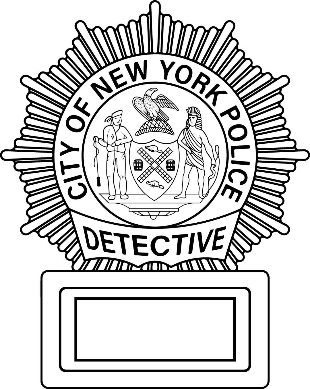 New York Police Detective Badge Vector File, Svg, Badge, Engraving ...