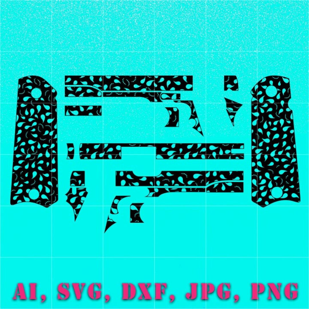 Colt 1911 SVG Leafy Pattern Engraving Design, Cnc Laser Files, Vector ...