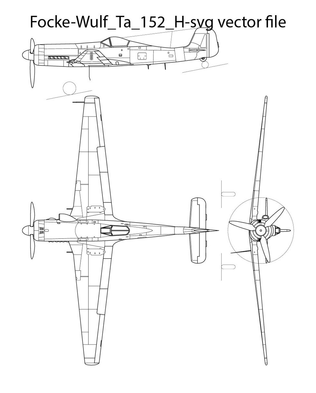 Focke Wulf Ta 152 H Svg Vector File Patch, Vector, Laser Engraving ...