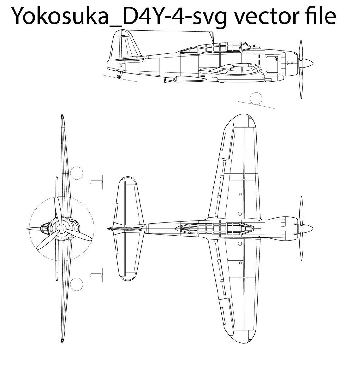 Yokosuka D4Y 4 Svg Vector File, Outlines, Line Art, Laser, Helicopter ...