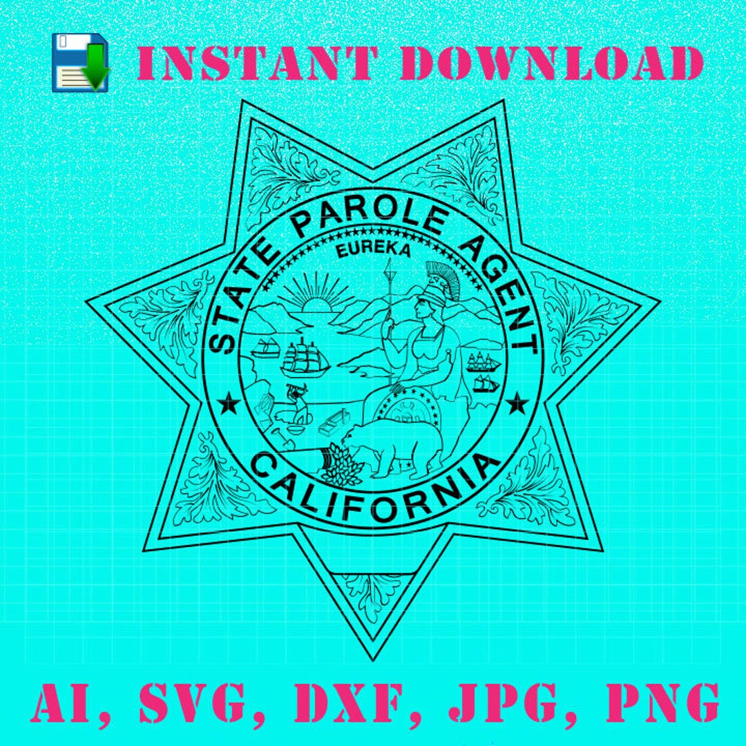 California State Parole Agent Badge Ai, Vector, Svg, Line Art File, for ...