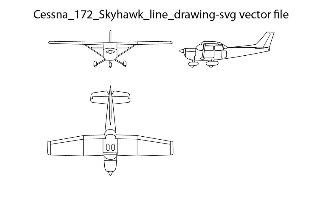 Cessna 172 Skyhawk Line Drawing Svg Vector File Patch, Vector ...