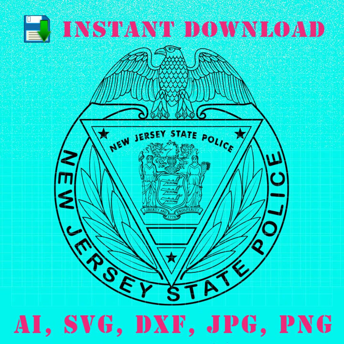 New Jersey State Police Badge Vector, Svg, Dxf, Png, Cnc Router, Laser ...