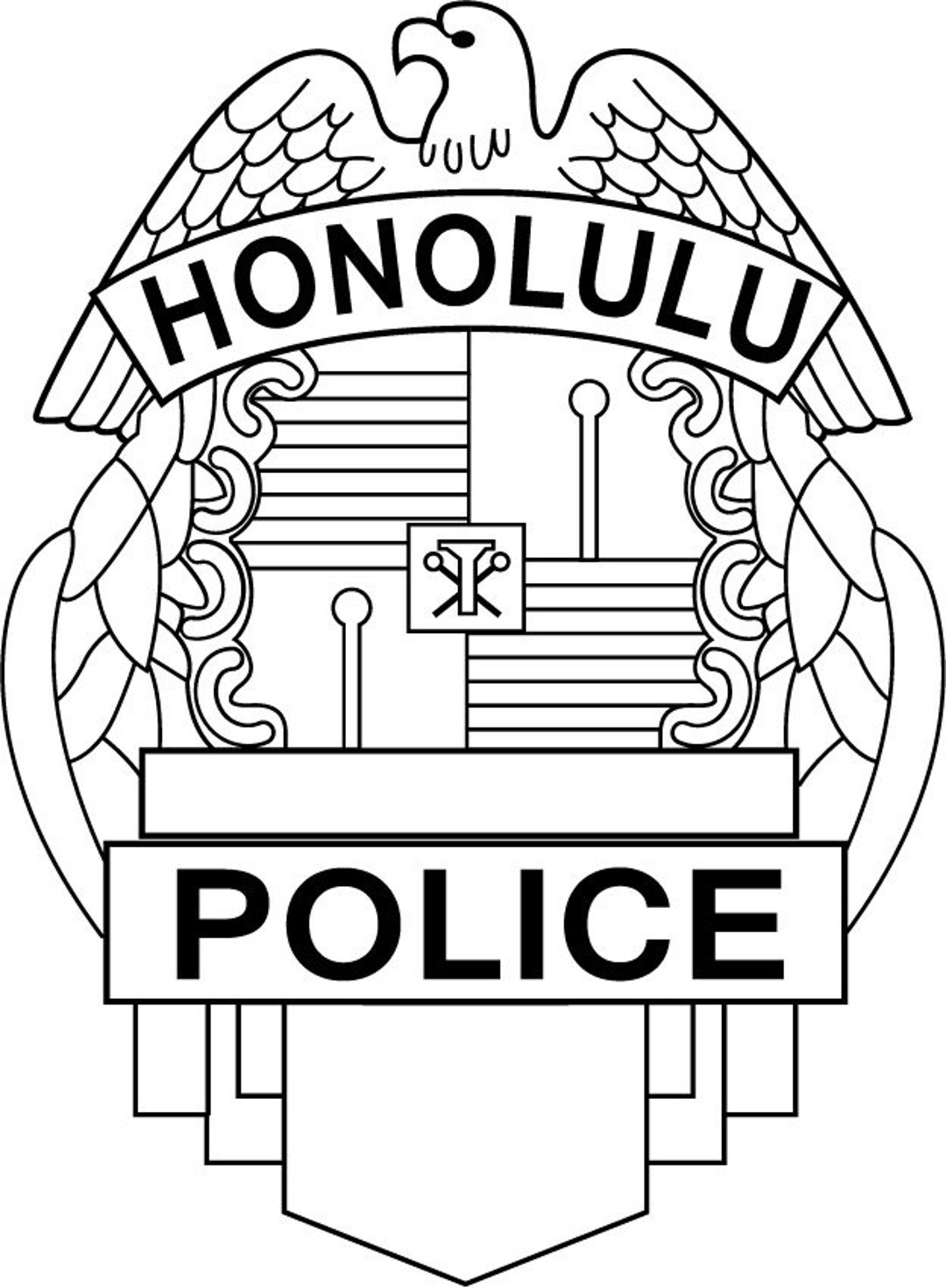 Honolulu Police Badge Vector File Svg Dxf Black White Outline Honolulu ...
