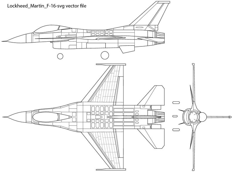 Lockheed Martin F-16 Vector File, Line Art Outlines (SVG) - Etsy