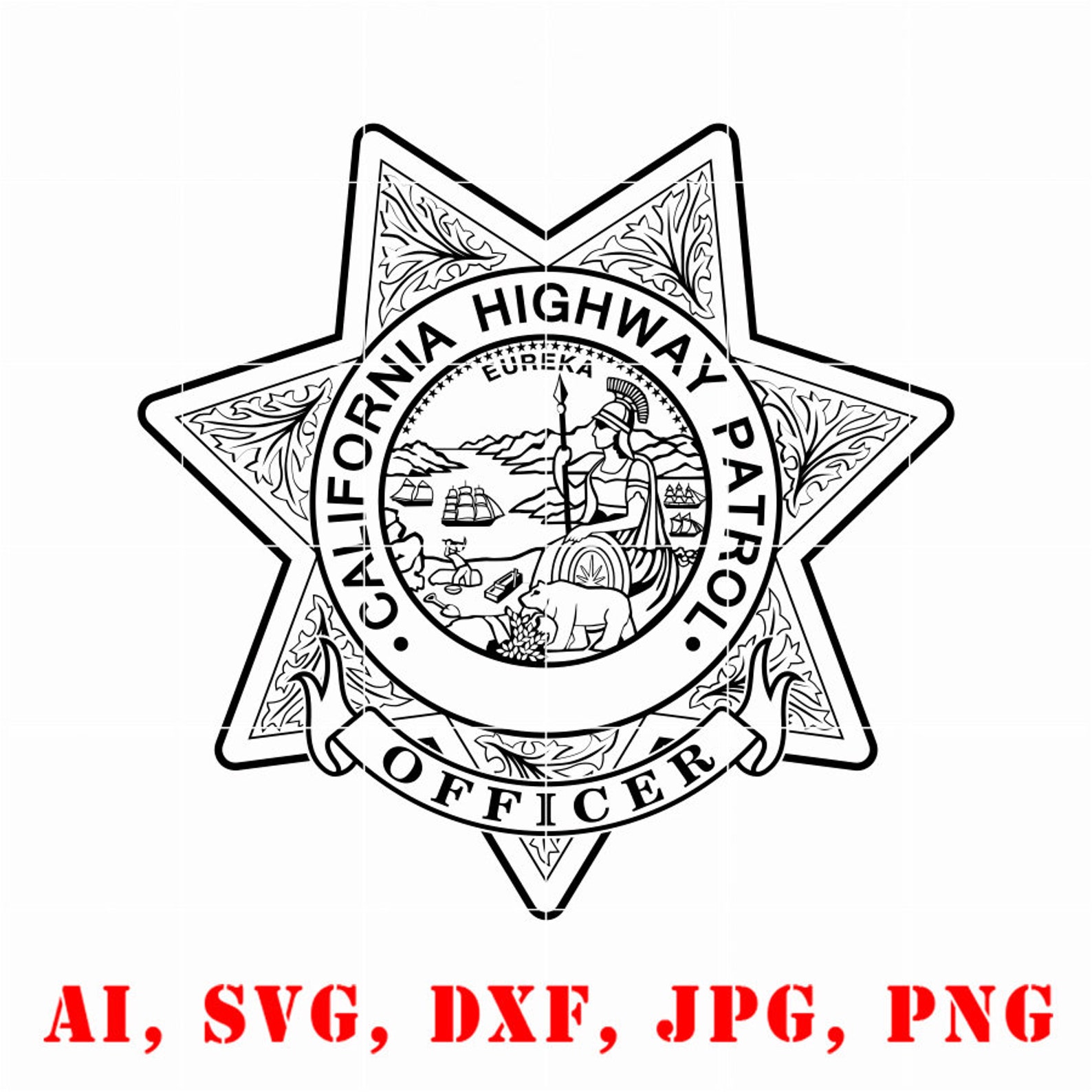 California Highway Patrol Officer Svg CHP Officer Vector Badge Black ...