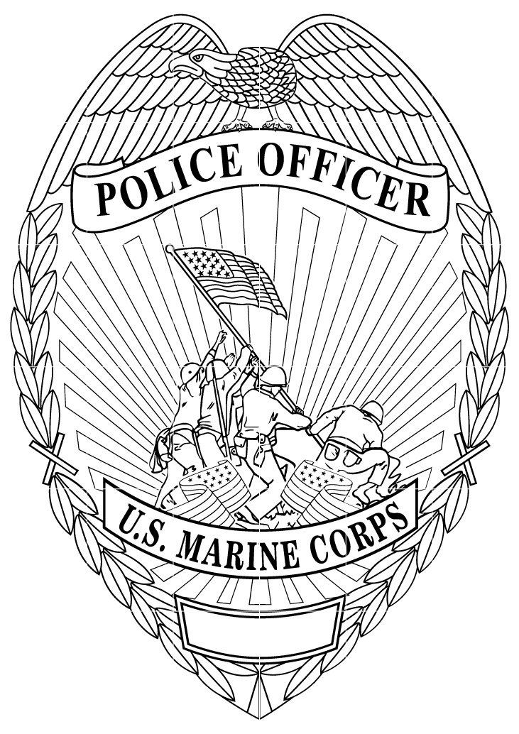 Marine Police Svg Badge, USMC MP Baddge Vector Black White Outline ...