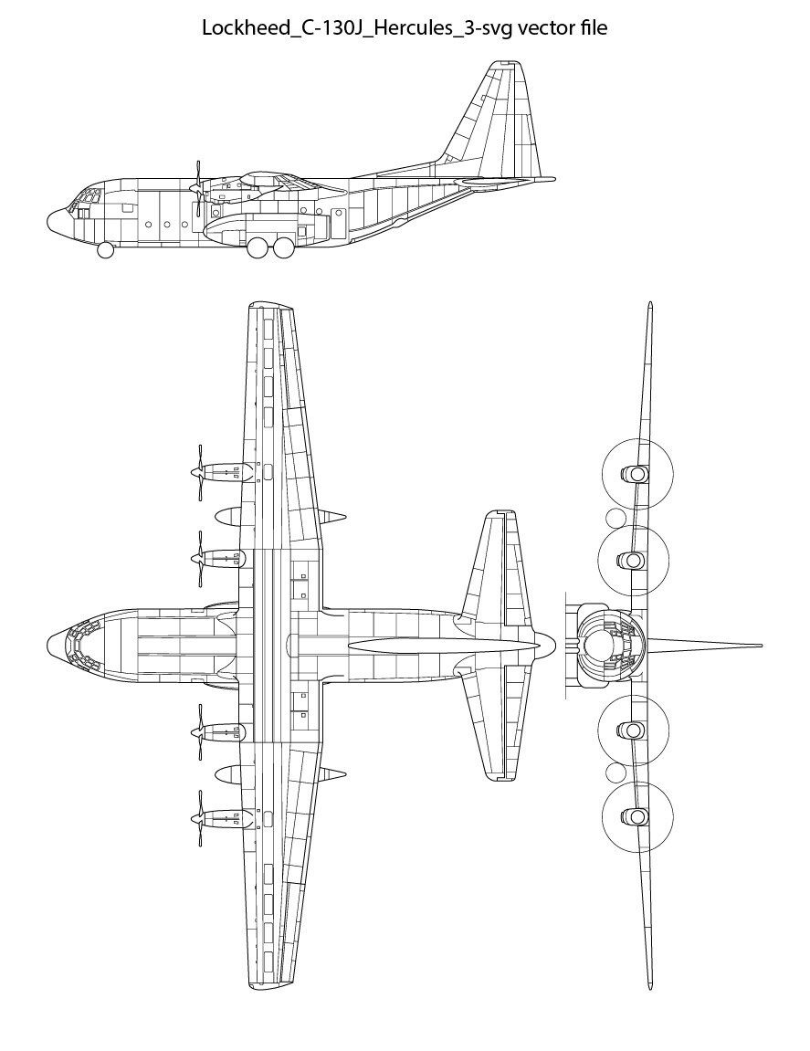 Lockheed C 130J Hercules 3 Svg Vector File Svg, File, Laser Engraving ...