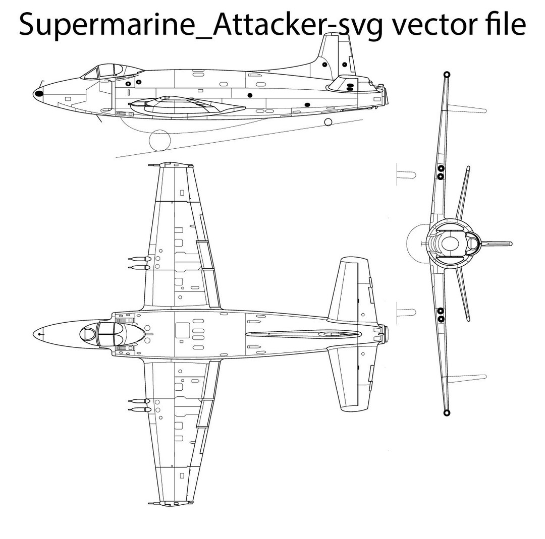 Supermarine Attacker Svg Vector File, Outlines, Line Art, Laser ...