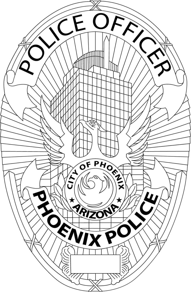 Officer Phoenix Police Badge Vector File, Svg, Badge, Engraving, Laser ...
