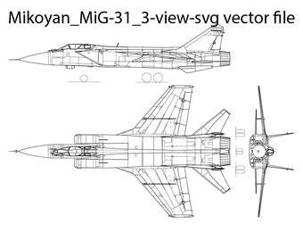 Mikoyan Gurevich Mig 19 3 View Svg Vector File, Black White, Helicopter ...