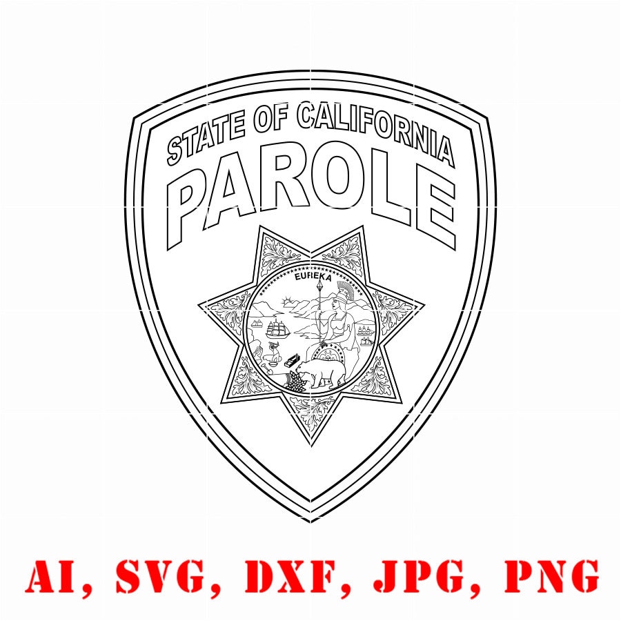 CA State Parole Agent Badge Vector, Svg, Dxf, Eps, Patch, State of ...