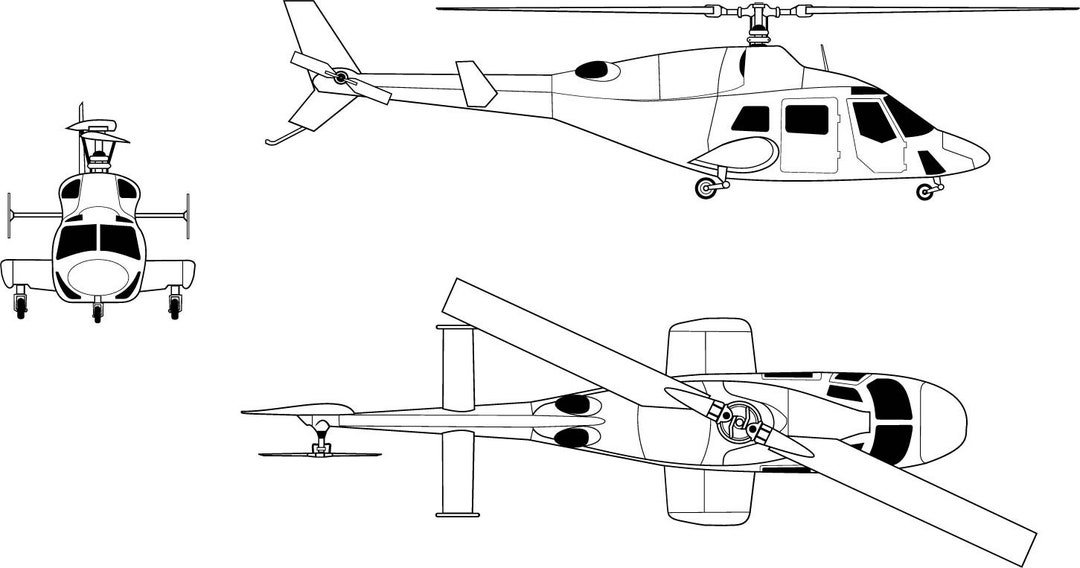 Bell 222 Helicopter 3 View Vector File Patch, Vector File, Vector ...