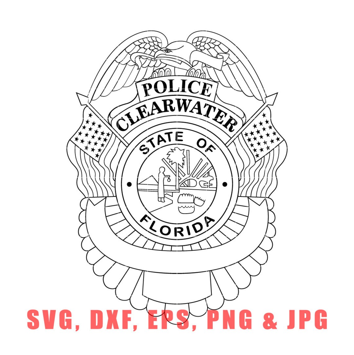 Clearwater Police Badge SVG Dxf Vector File for CNC Cut, Laser Cut ...