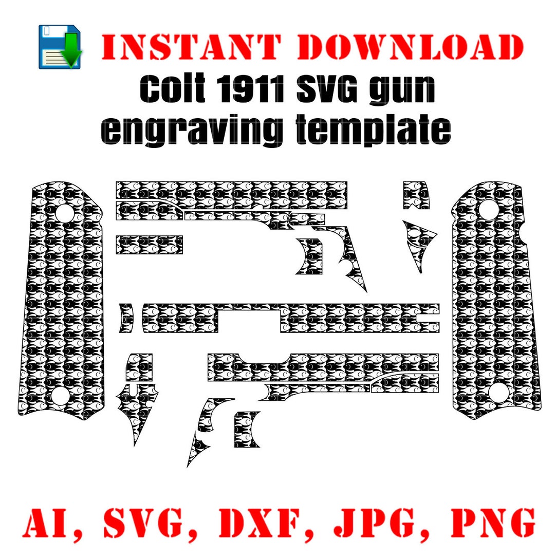 Colt 1911 All Parts SVG Engraving Vector Pattern No 5 for Laser ...