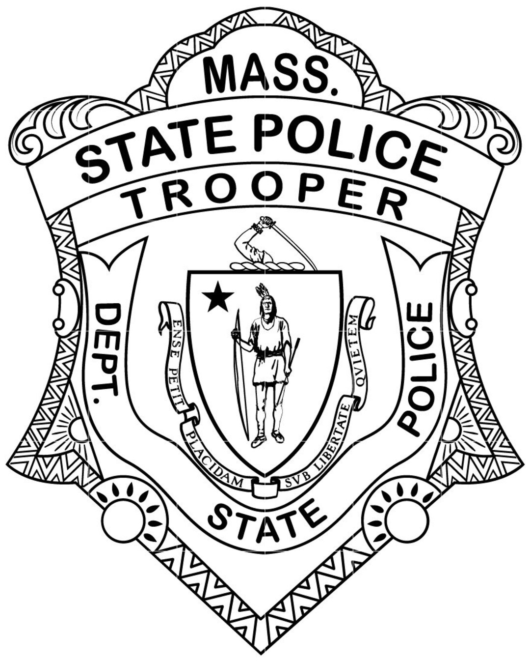 Massachusetts State Police Trooper Badge SVG, CNC Laser Cut File - Etsy