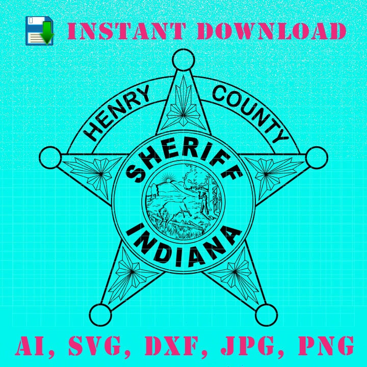 Henry County Indiana, Sheriff Badge, Vector Svg, 5 Pointed Sheriff Star ...