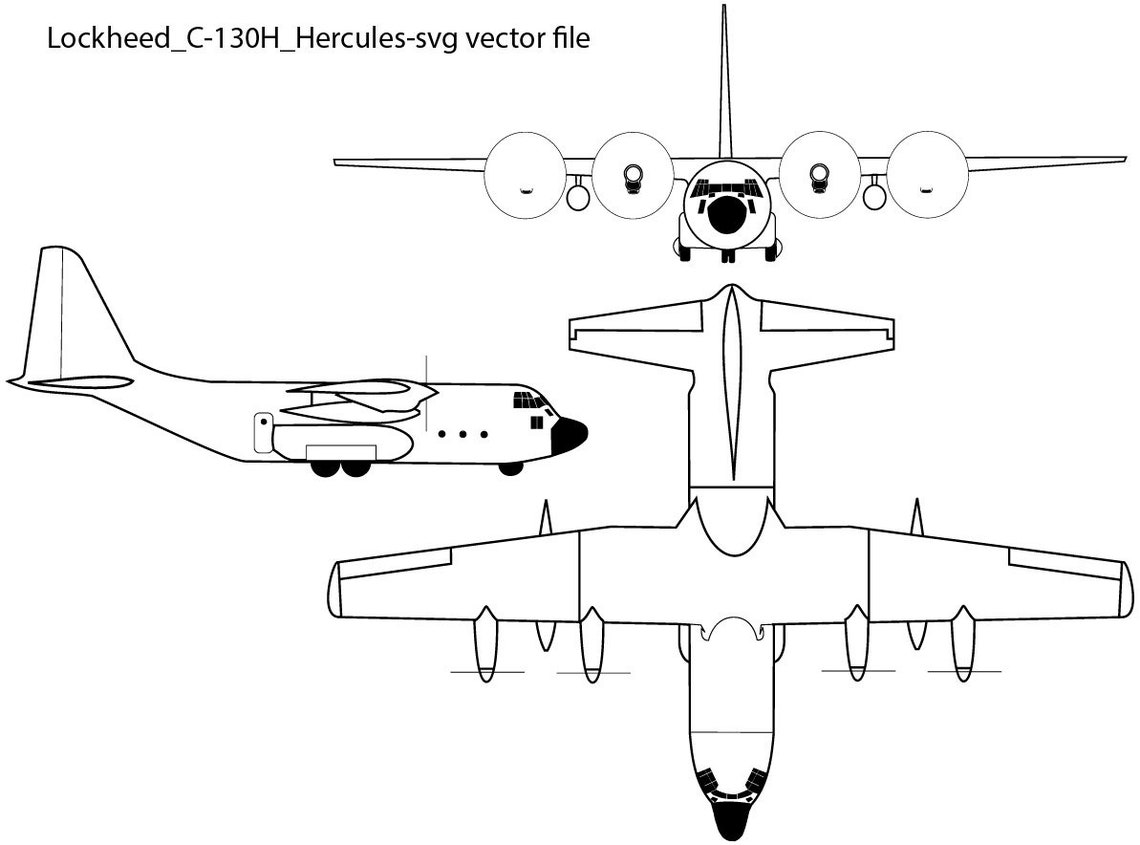 Lockheed C 130H Hercules Svg Vector File Svg, File, Laser Engraving ...