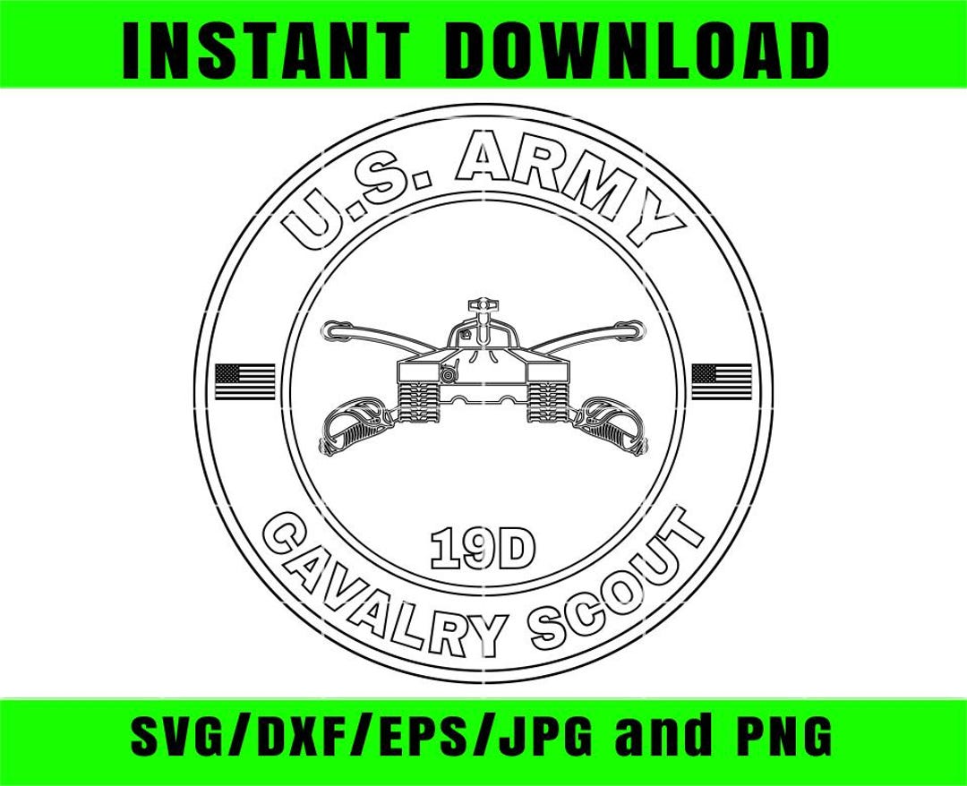 Army Cavalry Scout 19D Svg Insignia Vector Black Line Art Cnc Cutting ...
