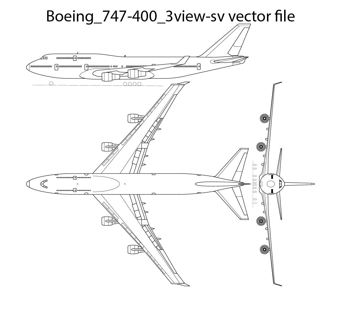 Boeing 747 400 3 View Svg Vector File Patch, Vector, Svg, Engraving ...