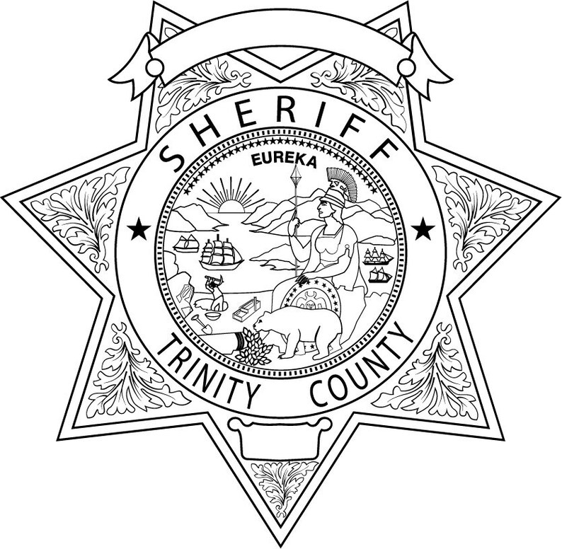 California Sheriff Badge Trinity County Vector File Patch, Line Art ...