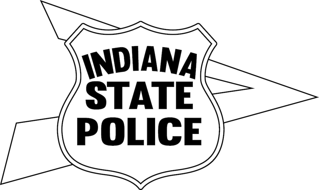 Indiana State Police Svg Badge Vector Patch Black White Outline Dxf Cnc ...