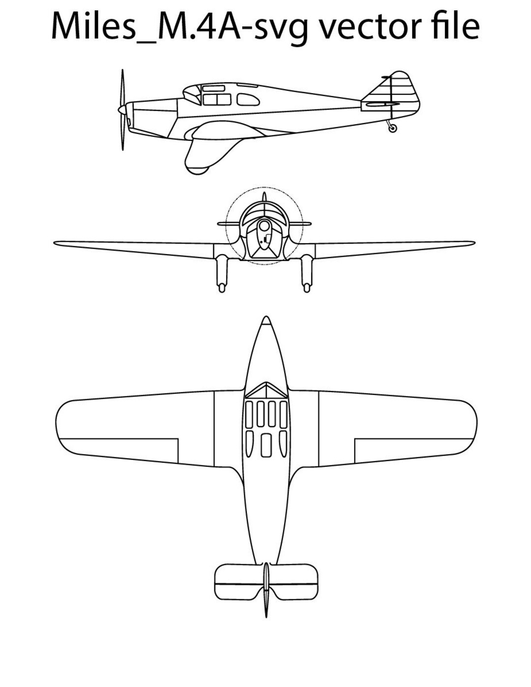 Miles M 4A Svg Vector File, Outlines, Line Art, Laser, Helicopter, Jet ...