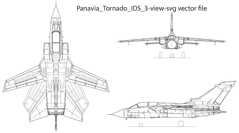 Panavia Tornado IDS 3 View Svg Vector File, Outlines, Line Art, Laser ...