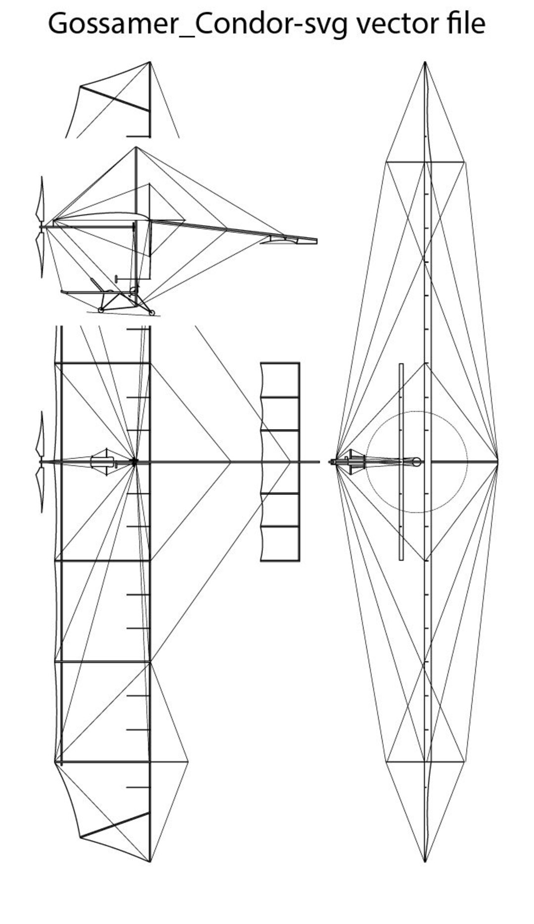 Gossamer Condor Svg Vector File Patch, Vector, Laser Engraving, Fiber ...