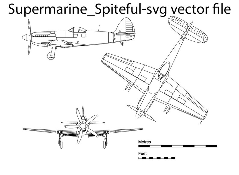 Supermarine Spiteful Svg Vector File, Outlines, Line Art, Laser ...