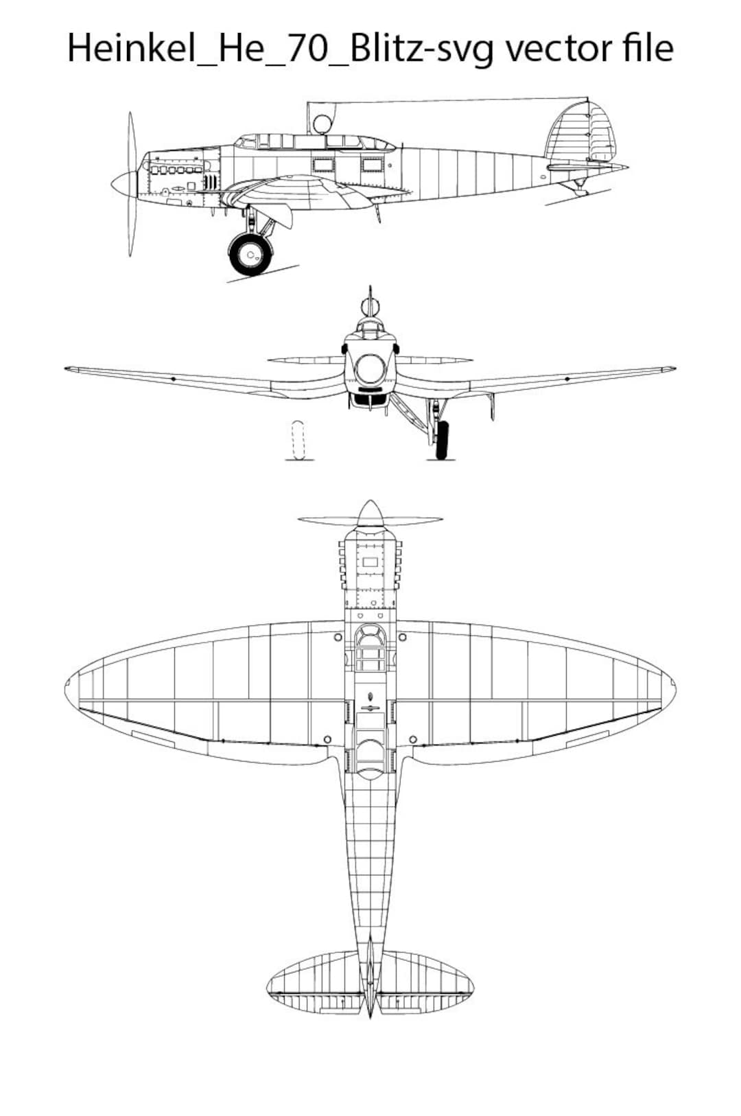 Heinkel He 70 Blitz Svg Vector File Patch, Vector, Engraving, Fiber ...