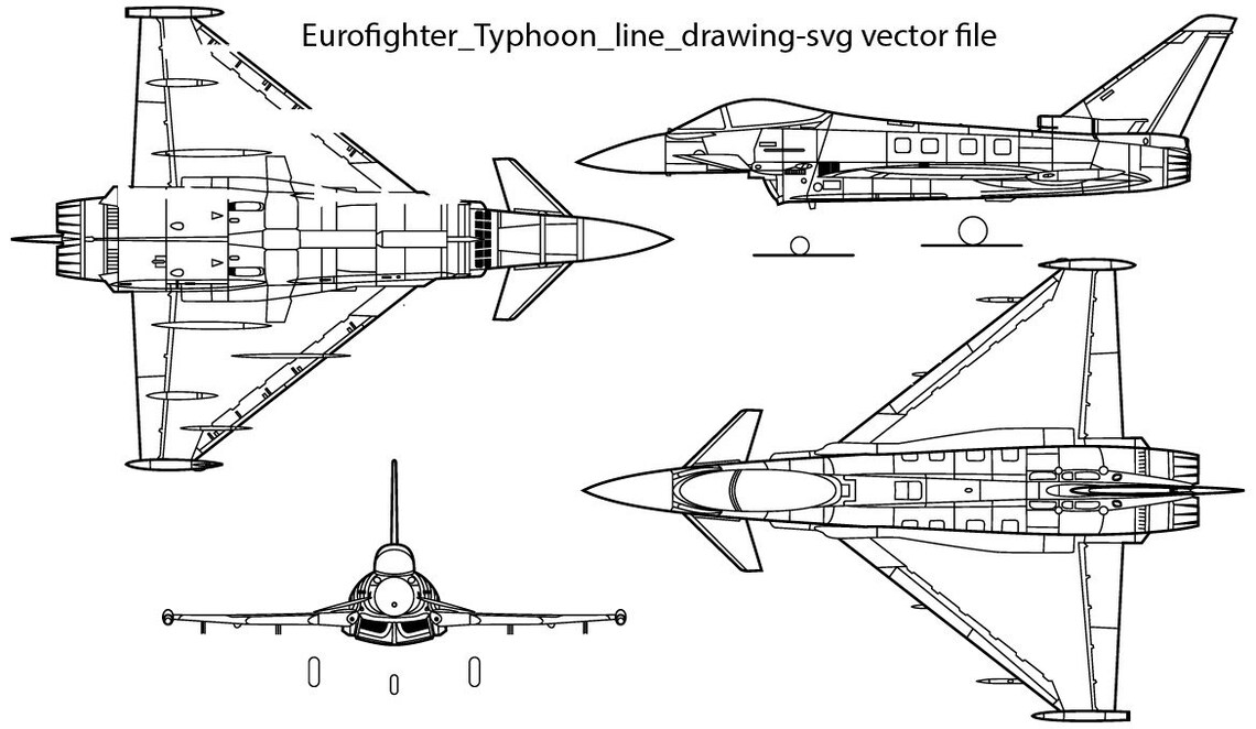 Eurofighter Typhoon Line Drawing Svg Vector File Patch, Laser Engraving ...