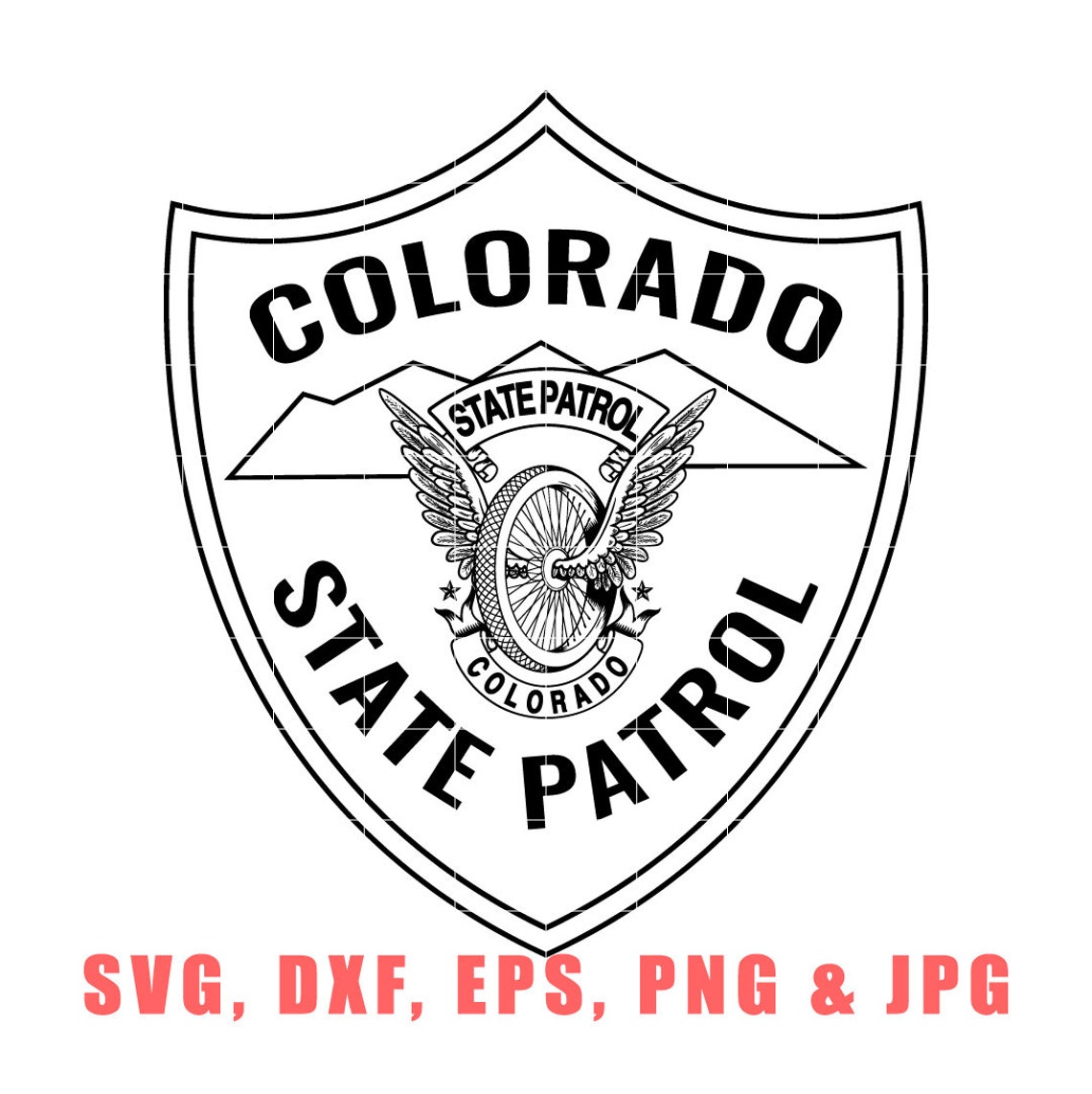 Colorado State Patrol Svg Badge Vector Outline, Motor Patrol Wheel and ...