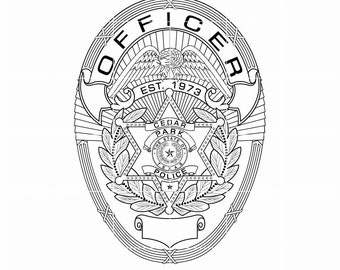 Cedar Park Police Officer Vector Badge With Eagle Black White Outline CNC Cut, Laser Cutting ...