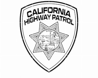 California Highway Patrol Svg Shoulder Patch Vector CHP Badge Patch Black White Outline Cnc Cut ...
