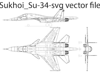 Sukhoi Su 30 3 View Svg Vector File, Black White, Helicopter, Jet, Line ...