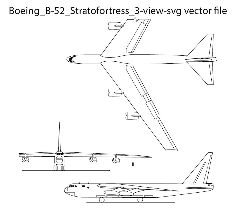 Boeing B-52 Stratofortress 3-view Vector Art (SVG, Laser, Fiber) - Etsy