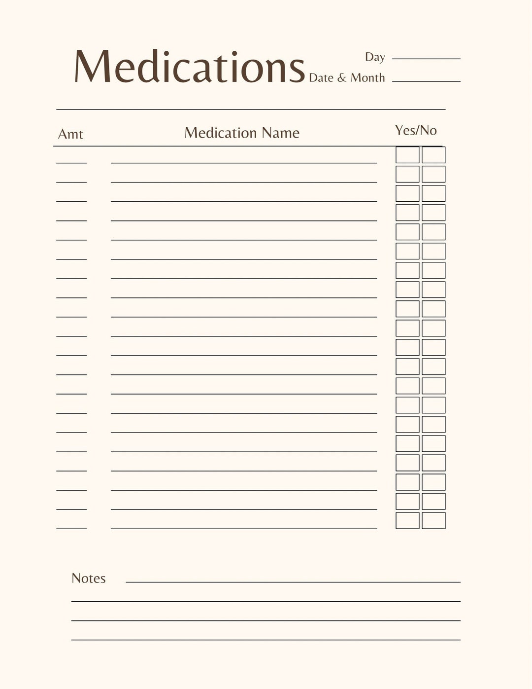 Medication List Chart - Etsy