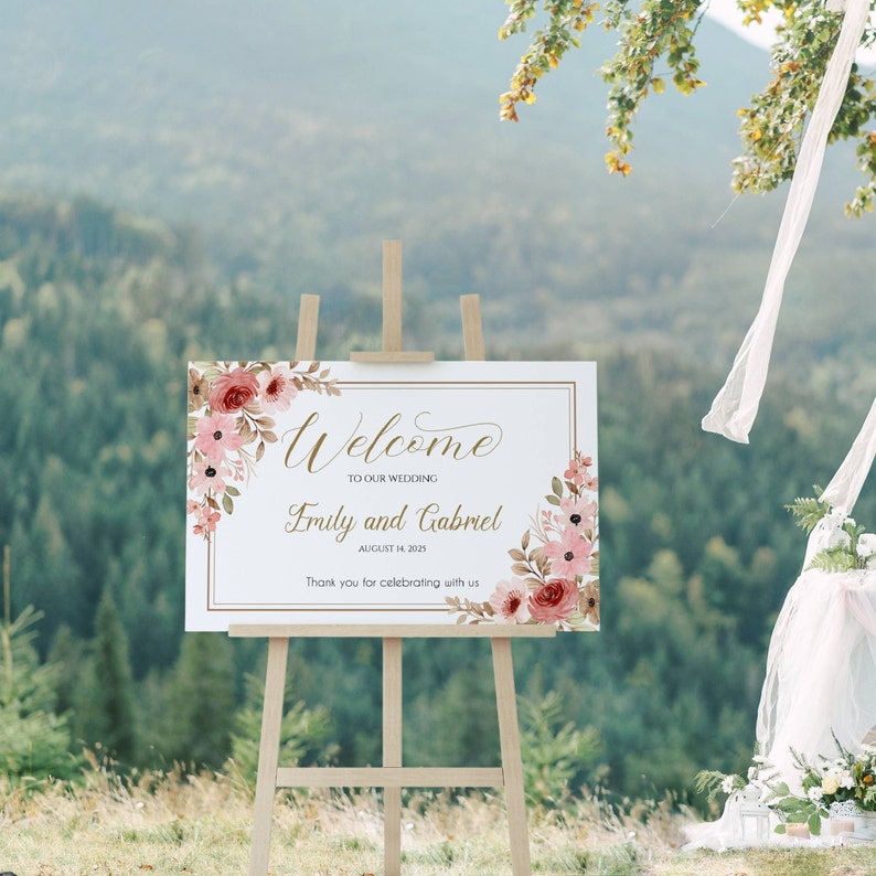 Editable Welcome Sign Welcome Sign Template Pink Welcome - Etsy