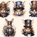 20 Steampunk Rabbit Watercolor Clipart Bundle, PNG Mechanical Rabbits ...