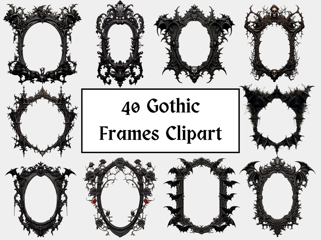 40 Gothic Frames Clipart, Baroque Dark Clip Art, High Quality Pngs ...