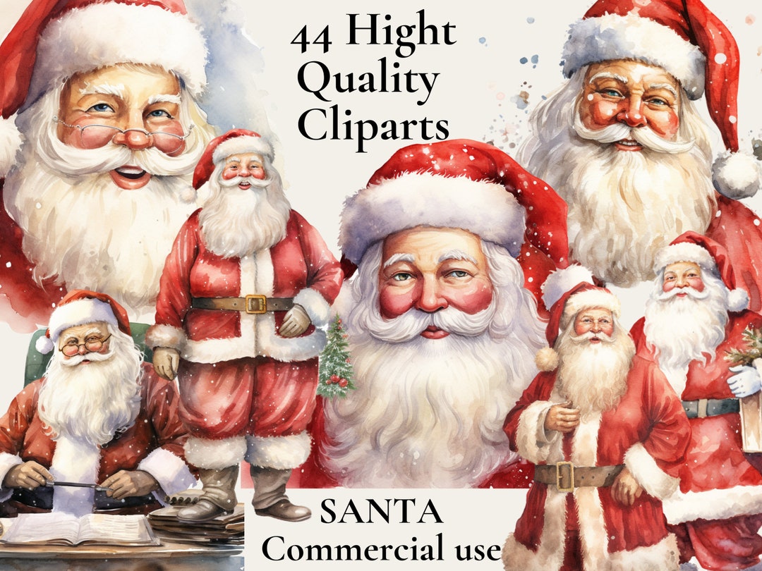 44 Santa Claus Clipart, High Quality Pngs, Digital Download - Card ...