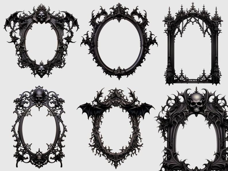 40 Gothic Frames Clipart, Baroque Dark Clip Art, High Quality Pngs ...