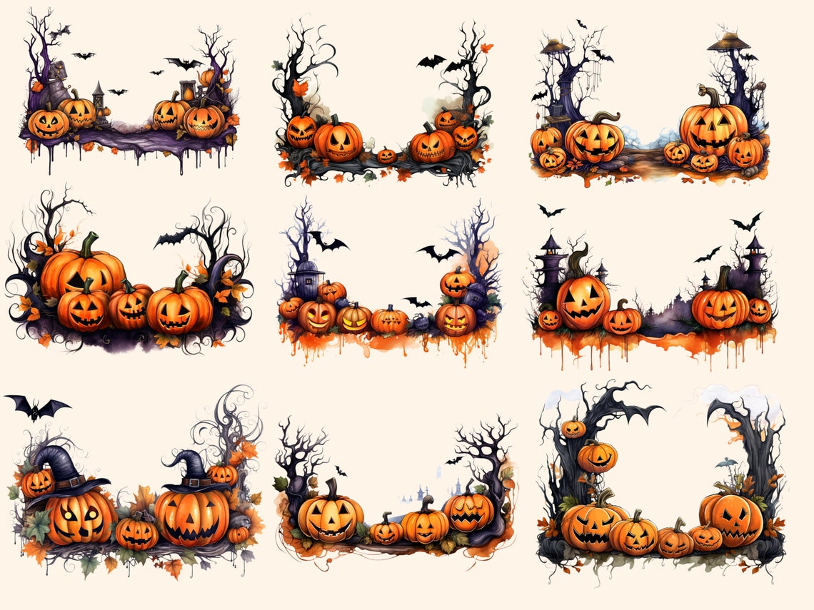 57 Halloween Frames Clipart, Baroque Dark Clip Art, Gothic Bundle, High ...