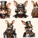 20 Steampunk Rabbit Watercolor Clipart Bundle, PNG Mechanical Rabbits ...
