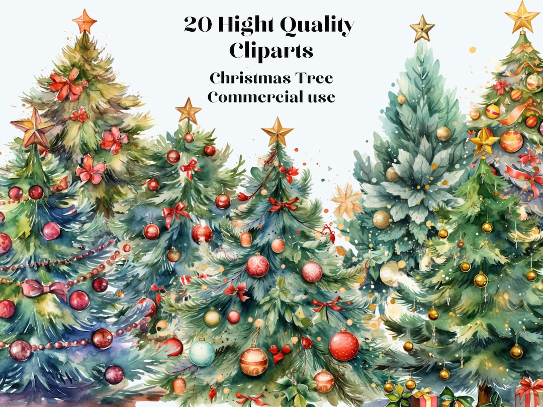 Christmas Tree Clipart, 26 High Quality PNG, Digital Download, Card ...