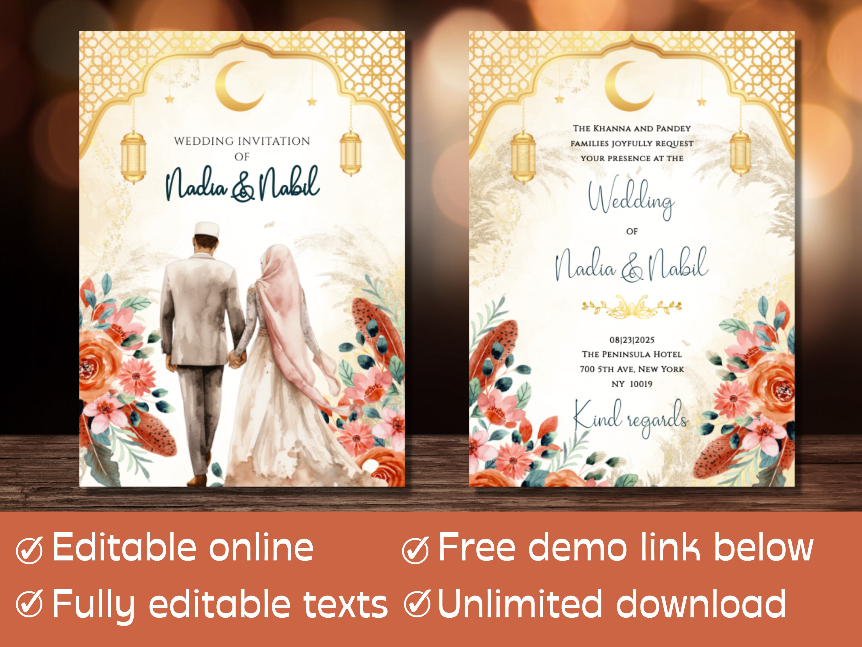 Digital Islamic Walima Card Muslim Invitations Nikkah Invite - Etsy