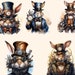 20 Steampunk Rabbit Watercolor Clipart Bundle, PNG Mechanical Rabbits ...