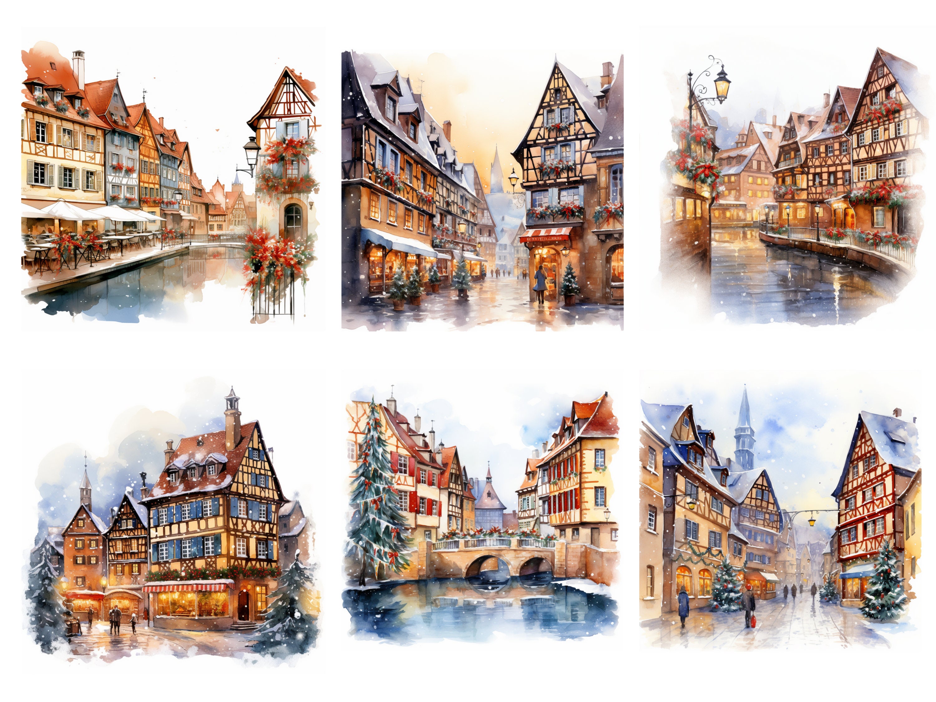 28 Watercolor Christmas Clipart, Pngs, Commercial Use, Digital Download ...