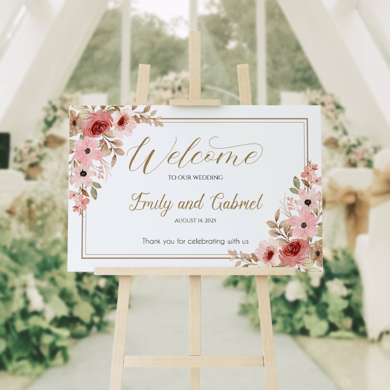 Editable Welcome Sign Welcome Sign Template Pink Welcome - Etsy